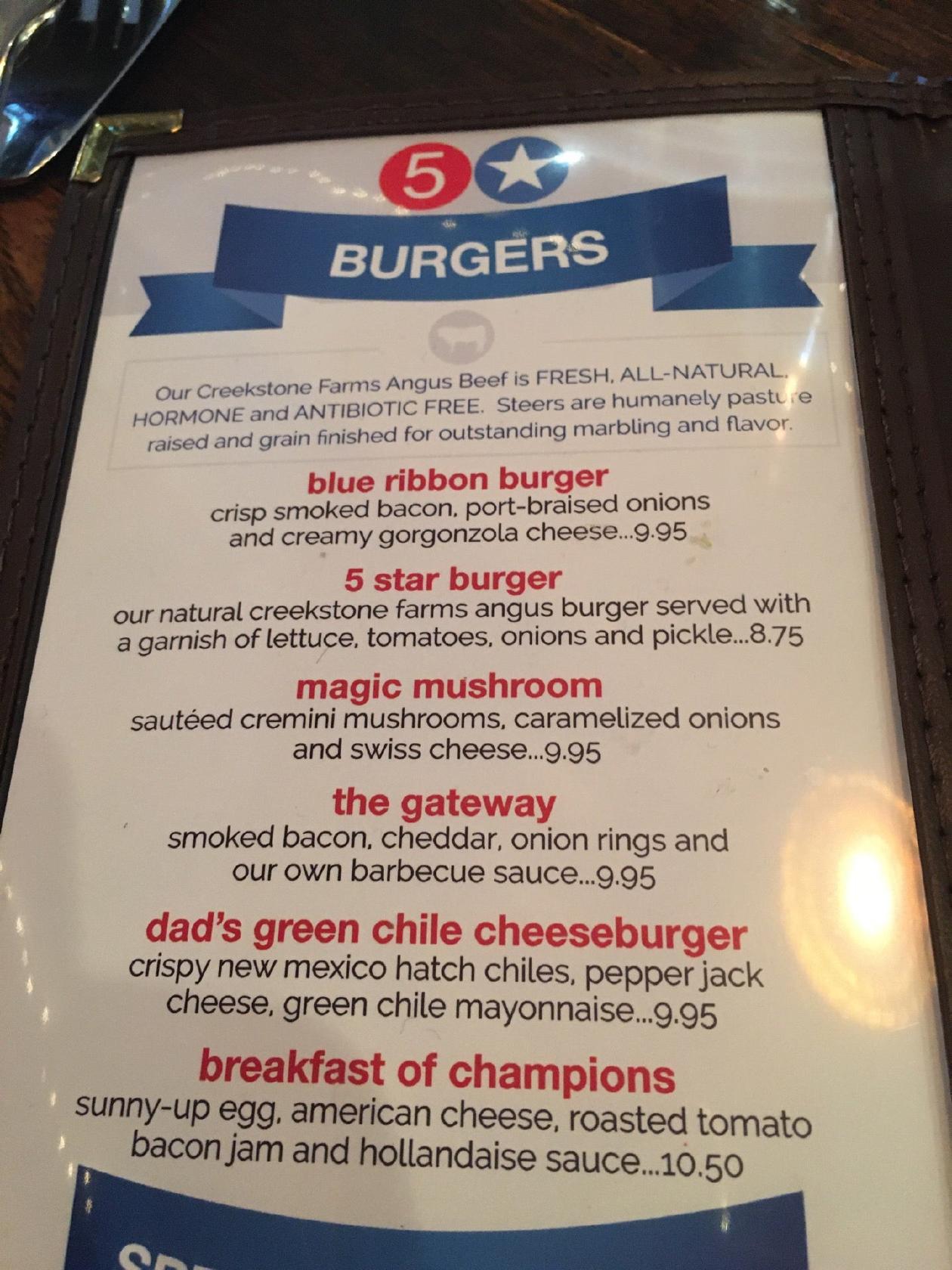 Menu at 5 Star Burgers restaurant, Clayton