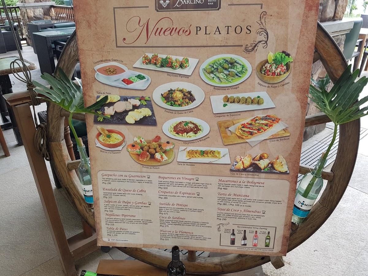Menu at Barcino - SM Aura, Taguig, Sm Aura Premier