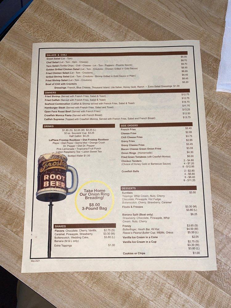 Menu at Frostop Drive In Restaurant, LaPlace