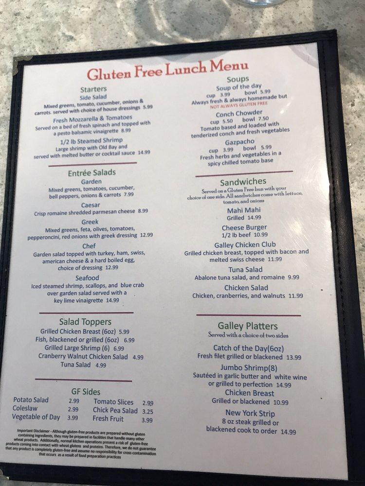 Menu at Galley Grill cafe, Summerland Key, Overseas Hwy