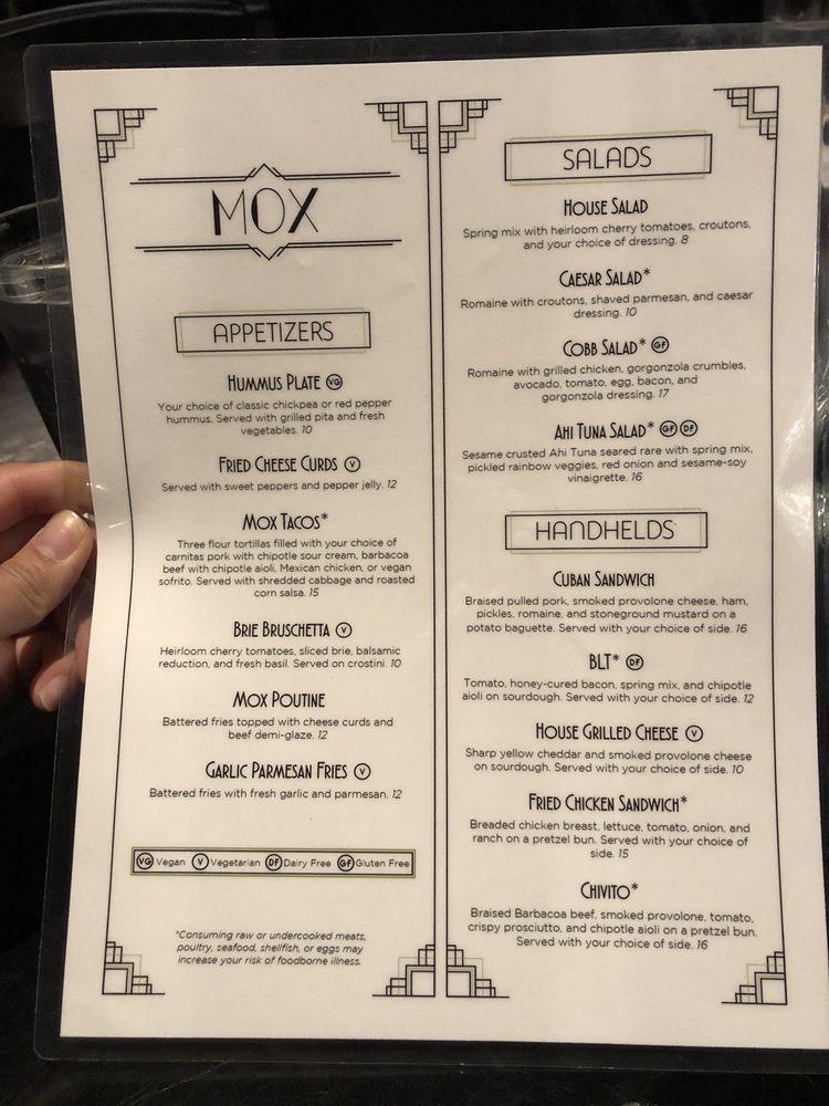 Menu at Mox Boarding House pub & bar, Bellevue, Bel Red Rd