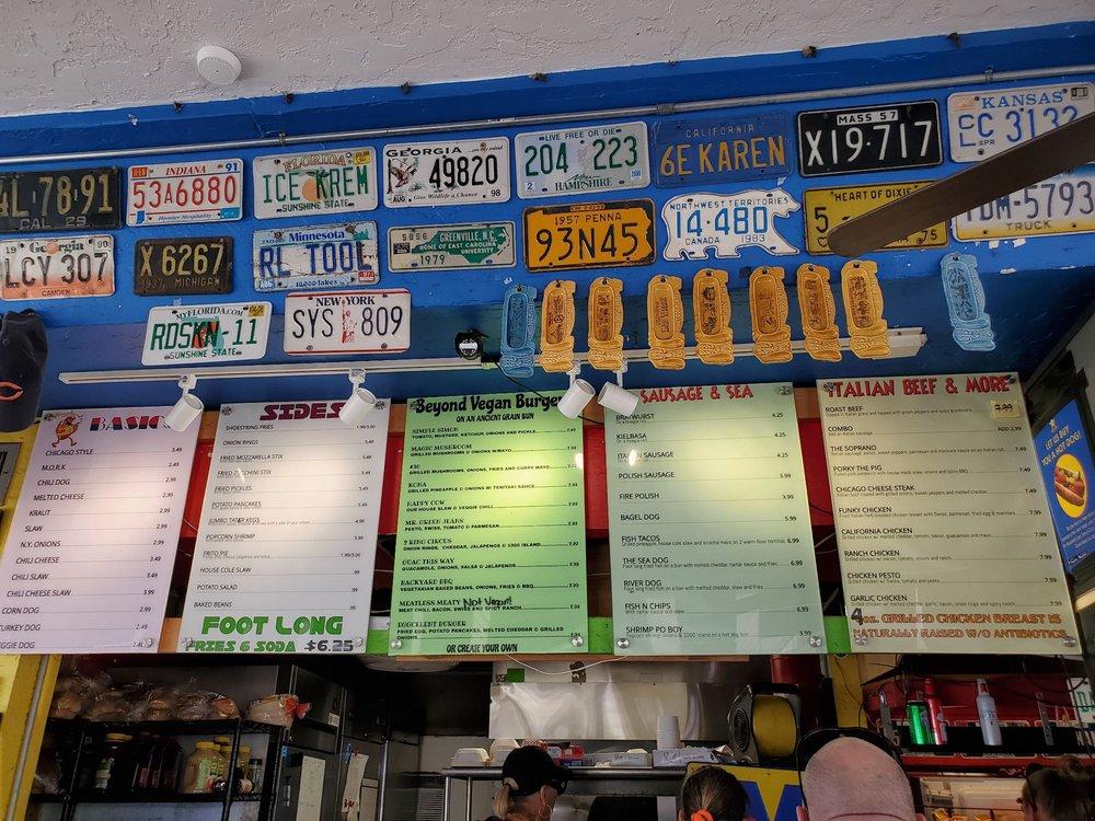 Menu at Mustard's Famous Hot Dogs restaurant, Melbourne, N Harbor City Blvd