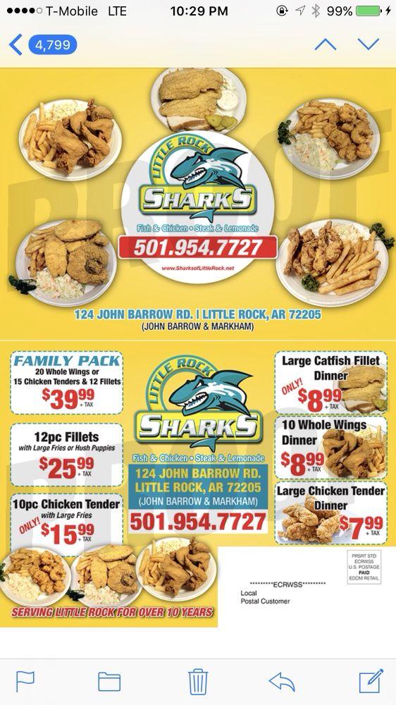 Menu at Shark's Fish & Chicken John Barrow & markham, Little Rock