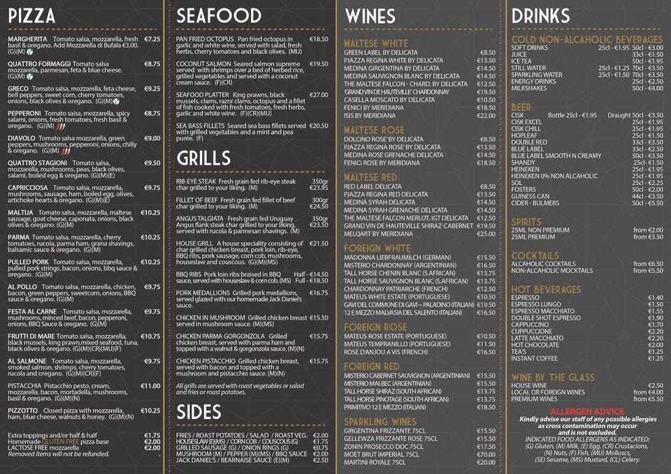 Menu at D Kalkara Regatta restaurant, Kalkara