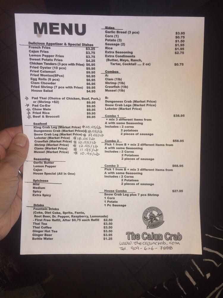 Menu at The Cajun Crab restaurant, Claremont