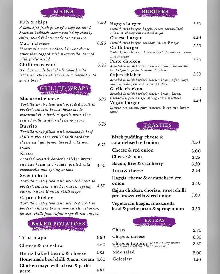 Menu at Cafe Alba, Milngavie, 19 Main St