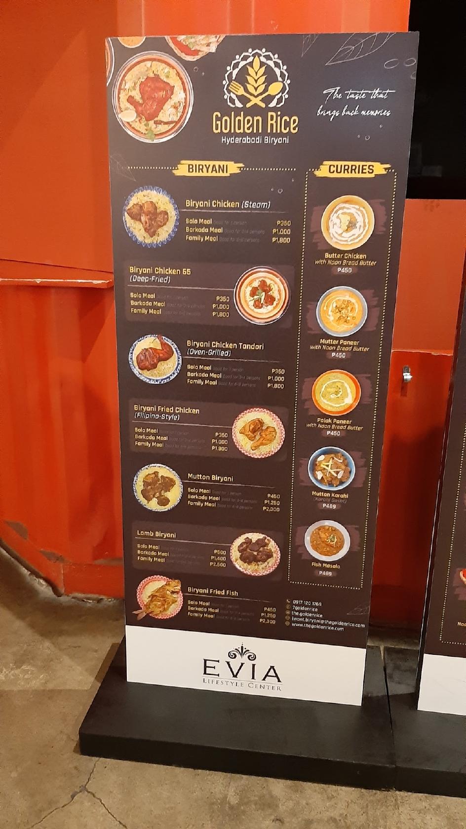Menu at Golden Rice Hyderabadi Biryani Restaurant - Evia Lifestyles ...