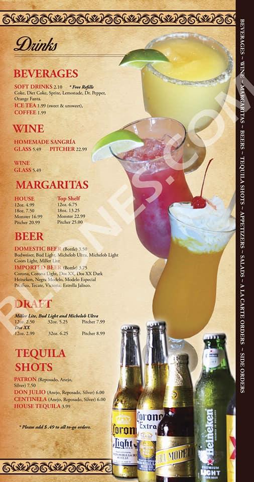 Menu at Los Agaves restaurant, White House