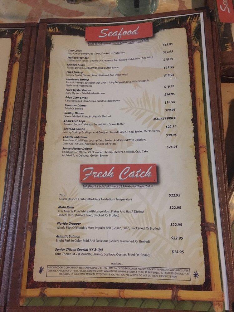 Menu at Sunset Cafe' Waterfront Bar & Grill, Cocoa Beach