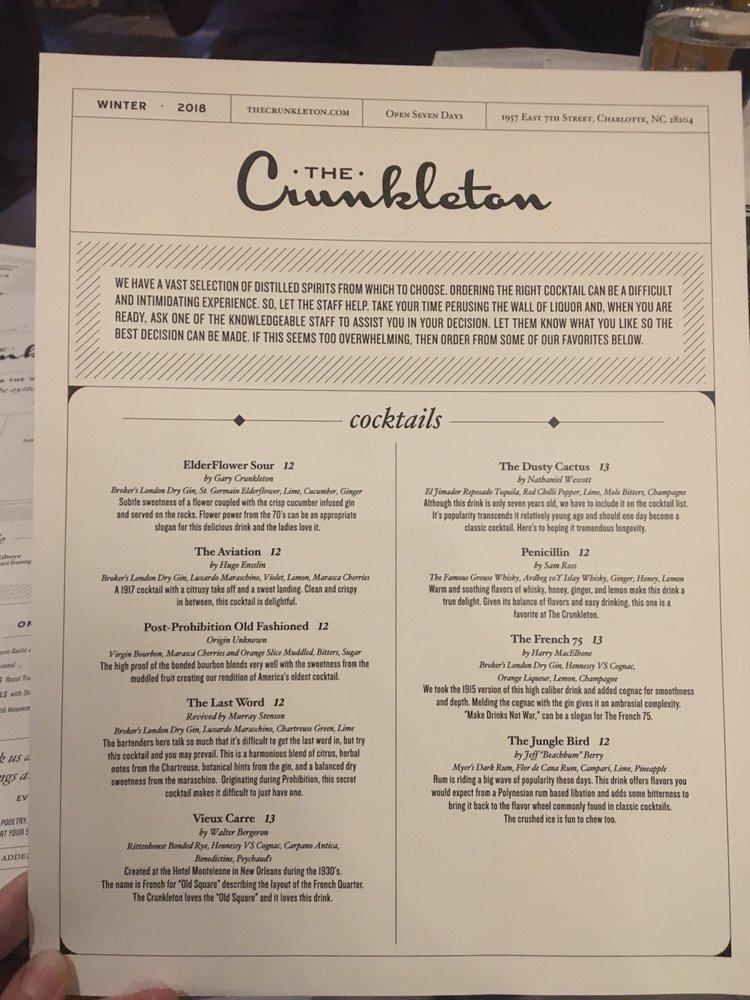 Menu at The Crunkleton pub & bar, Charlotte