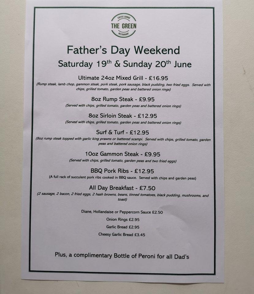 Menu at The Green cafe, Caerleon