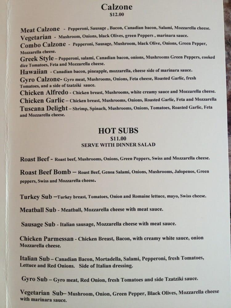 Menu at Tuscana Pizza pizzeria, Wasilla