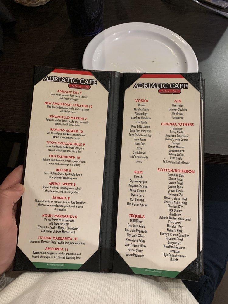 Menu at Adriatic Cafe Italian Grill, Katy