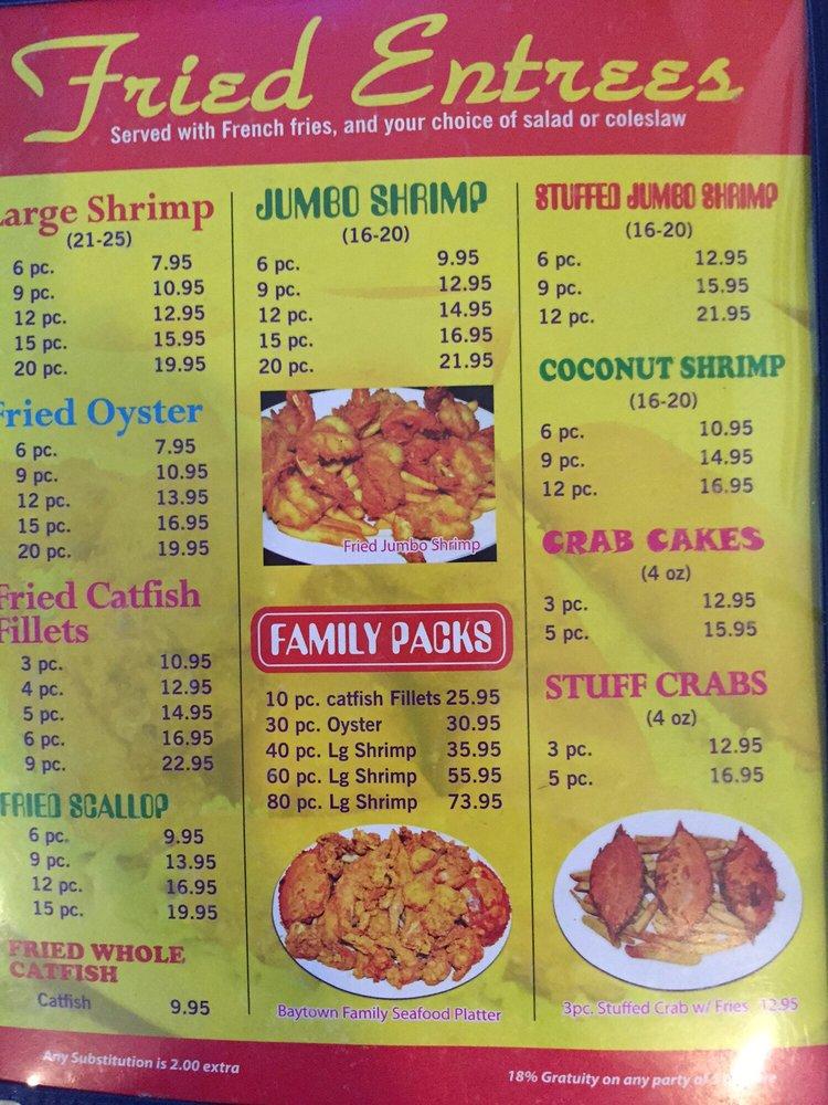 Menu at Baytown Seafood Freeport restaurant, Freeport