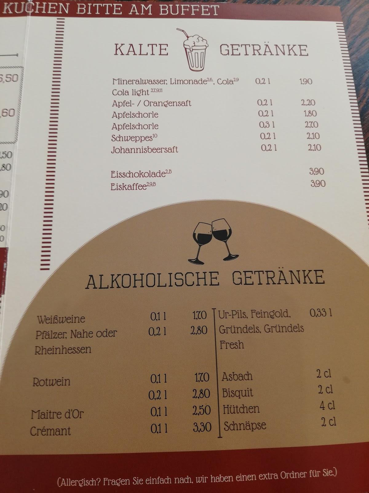 Speisekarte von Café Schneider restaurant, Ottweiler