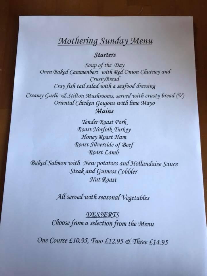 Carta de Cross Keys Country Pub, Hamsterley