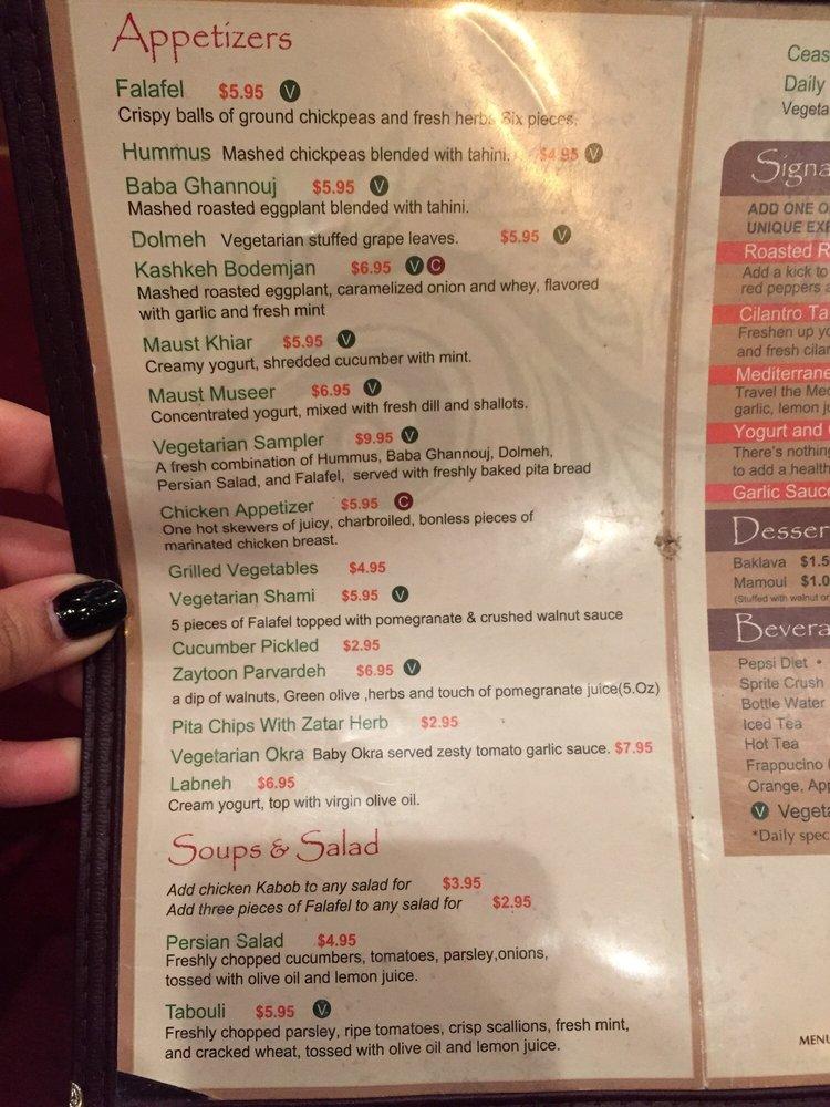 Menu at Kabobi - Persian and Mediterranean Grill restaurant, Chicago