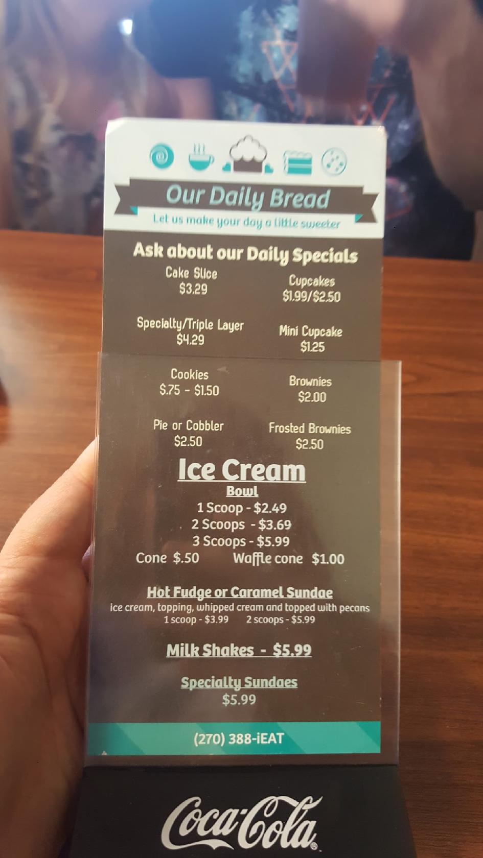 Menu at Our Daily Bread llc desserts, Eddyville