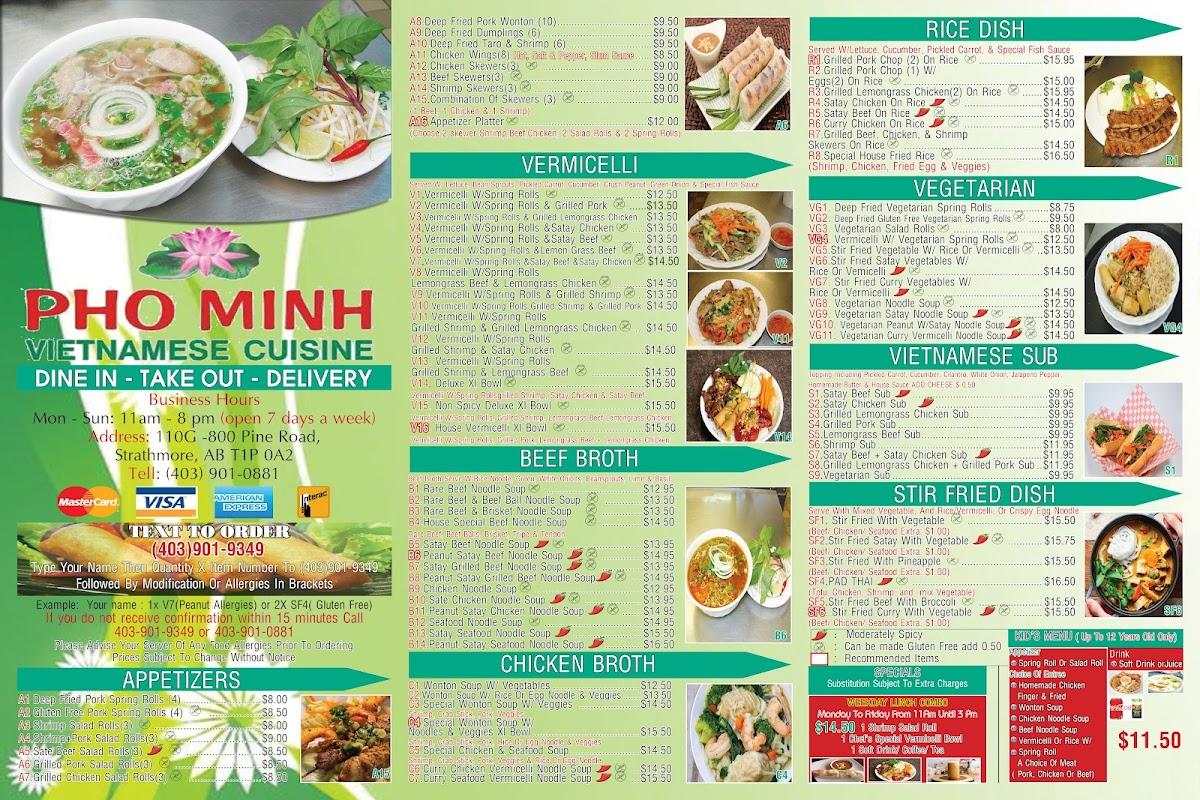 Menu at Pho Minh Strathmore restaurant, Strathmore