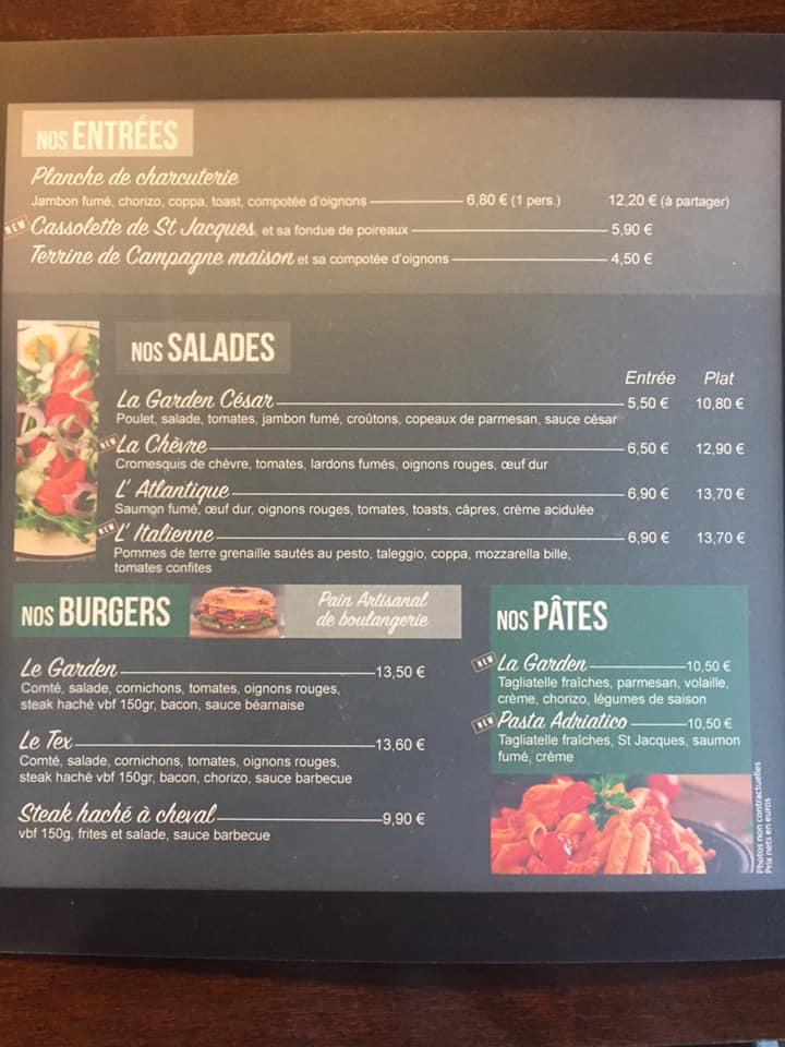Menu au Le Garden Park restaurant, Cesson-Sévigné, 35 Rue du Bignon
