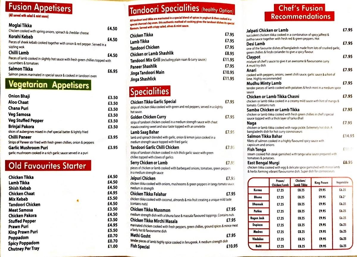 Menu at STAR ANISE restaurant, Ashbourne
