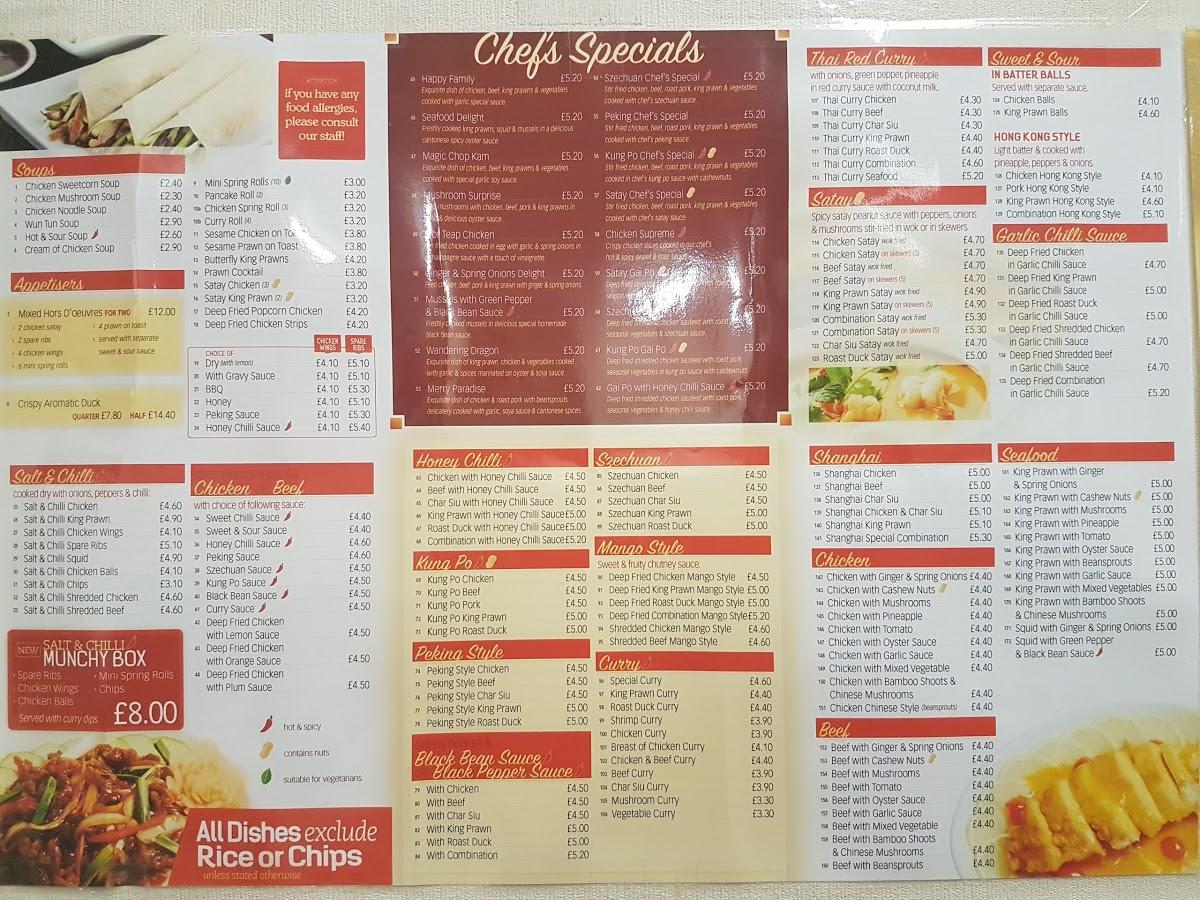 Menu at Shanghai Chinese Takeaway restaurant, Largs