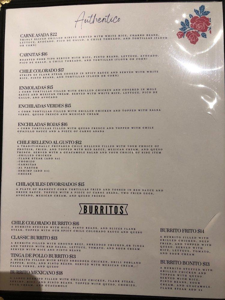 Carta del restaurante Besitos Mexican Kitchen, Birmingham