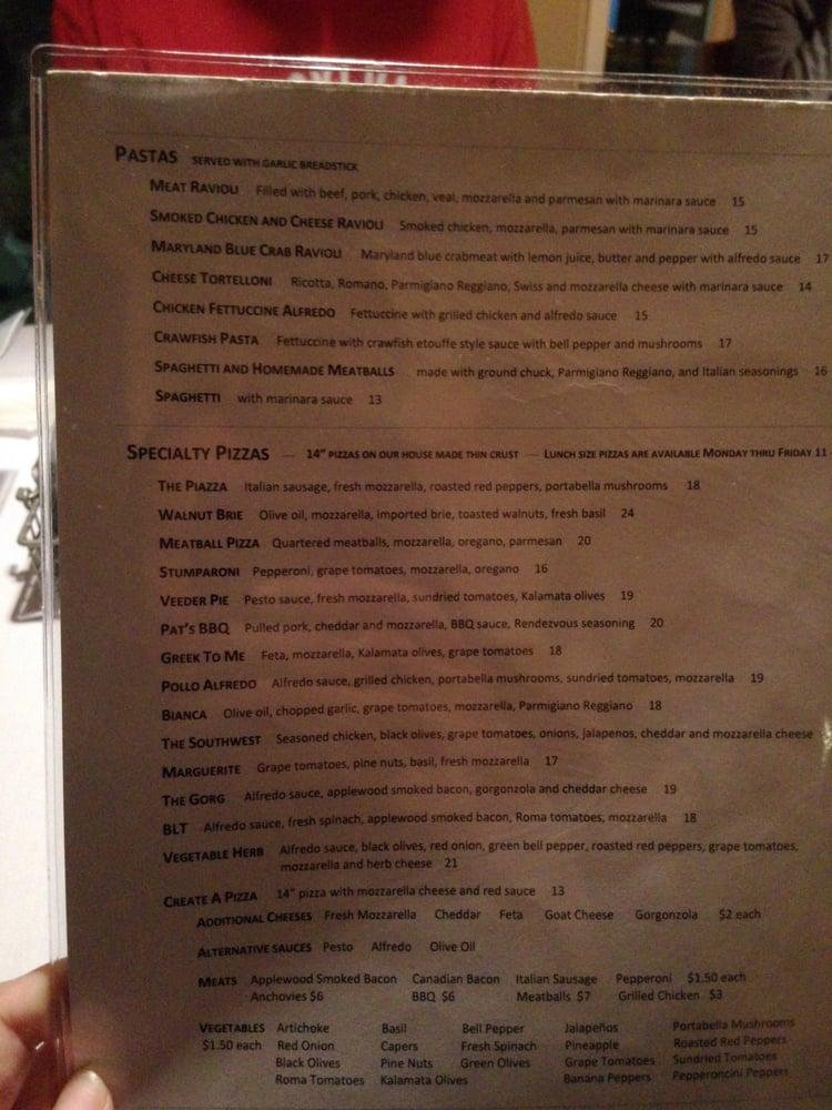 Menu at Cafe Piazza, Collierville, 139 S Rowlett St