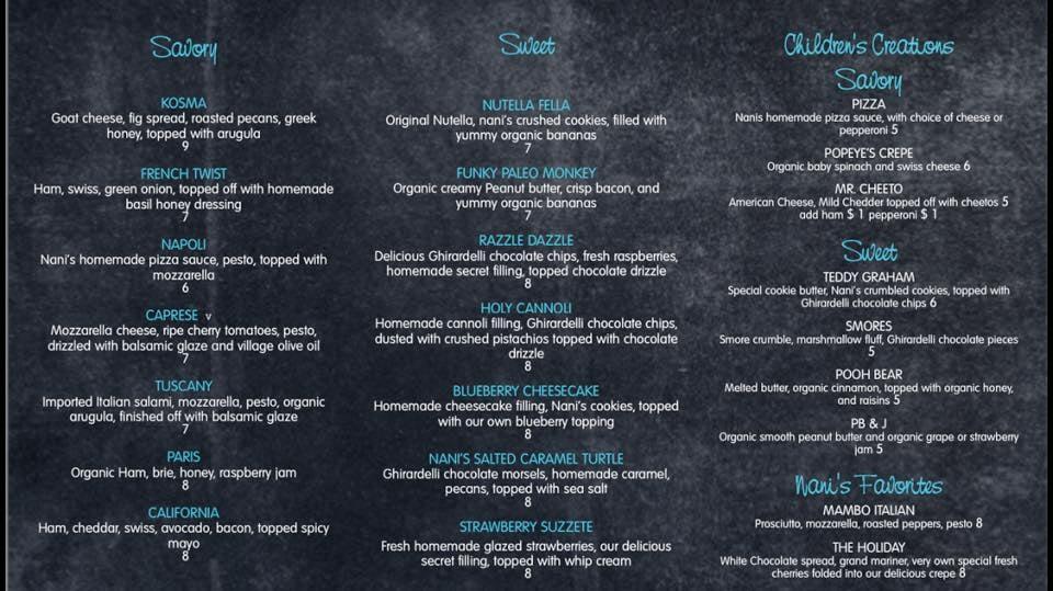 Menu at Little Creperie cafe, Clarendon Hills