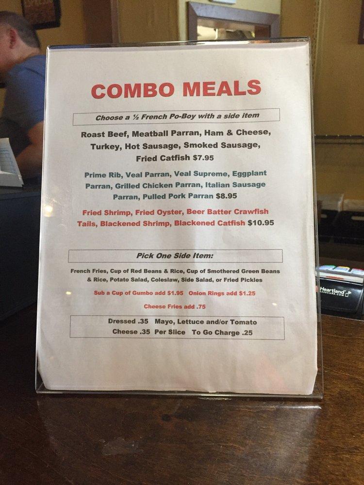 Menu at Parran's Po-Boys & Restaurant, Metairie, Veterans Blvd