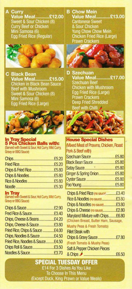 Menu at The Chinese Oakdale Fish &chips and Chinese takeaway pub & bar ...