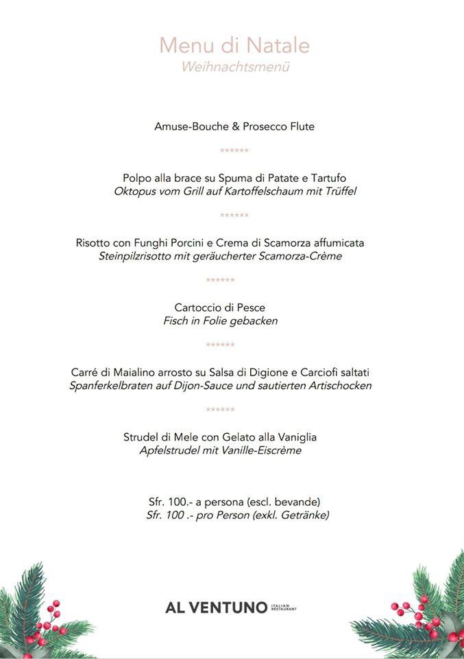 Menu at AL VENTUNO, Zürich
