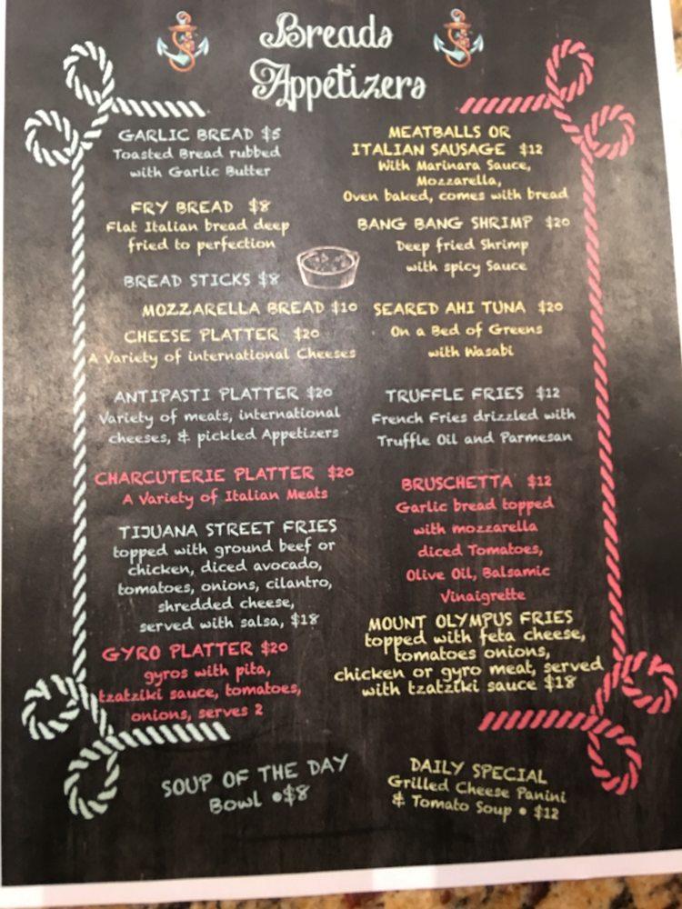 Menu at Aquamarine Cafe and Suites, Kodiak