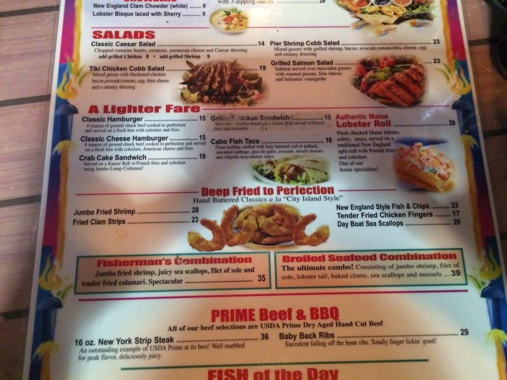 Menu at Pier Restaurant and Tiki Bar, Rye