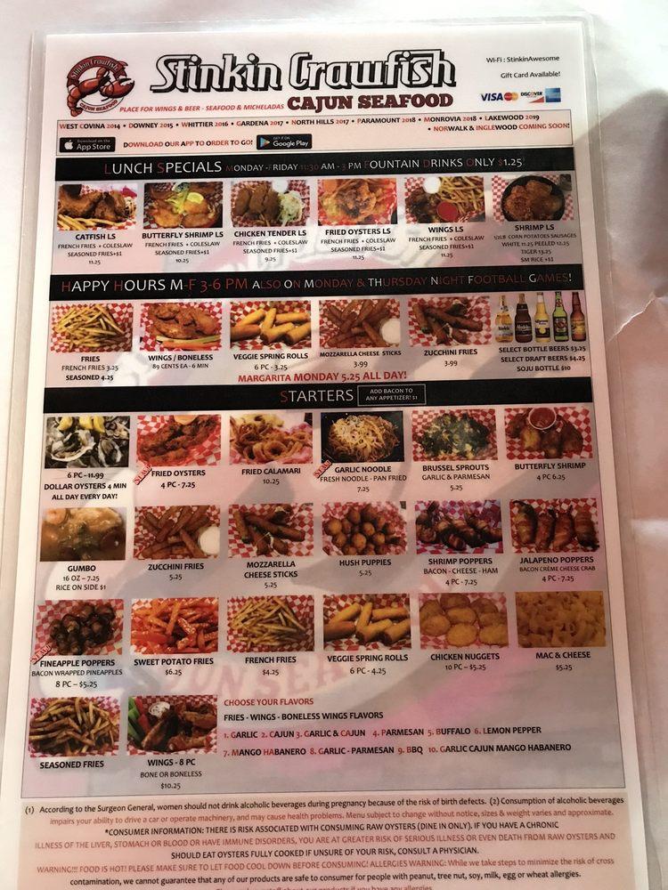 Menu at Stinkin Crawfish of Paramount pub & bar, Paramount