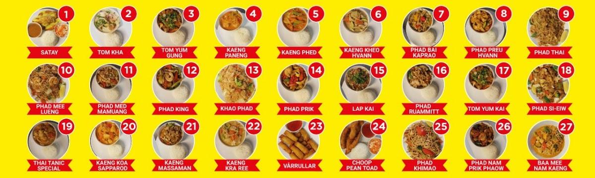 Menu at Thai Tanic take away restaurant, Gothenburg