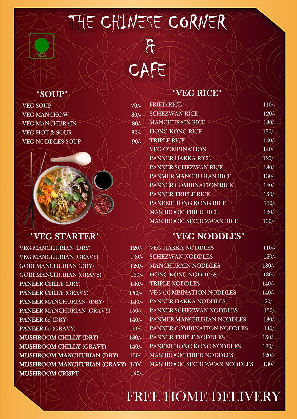 Menu at The Chinese Corner and Cafe, Pune