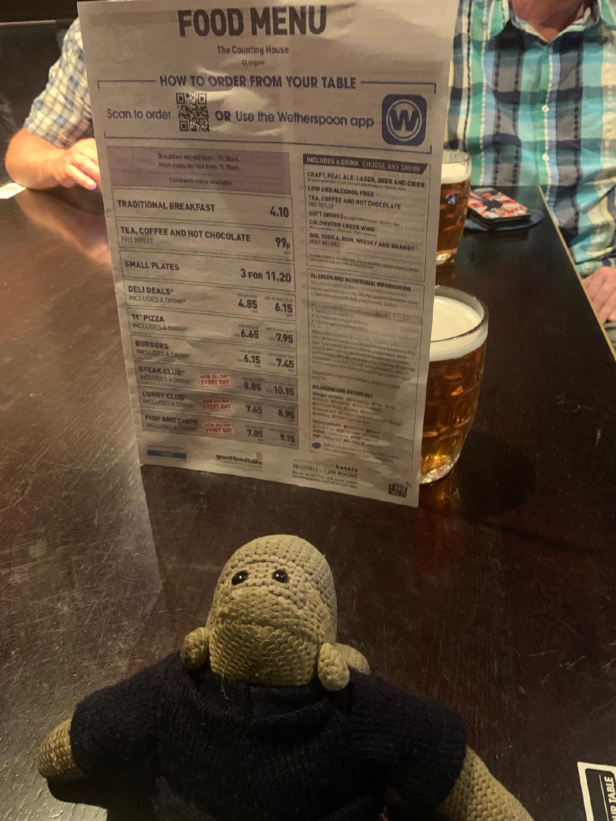 Menu at The Counting House - JD Wetherspoon pub & bar, Glasgow