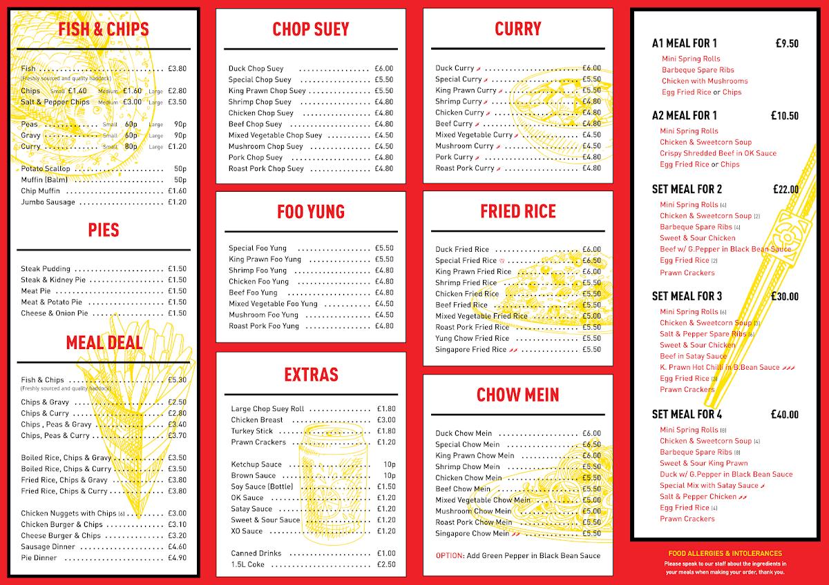 Menu at Wing Lee (Middleton) restaurant, Manchester, 55 Mount Rd