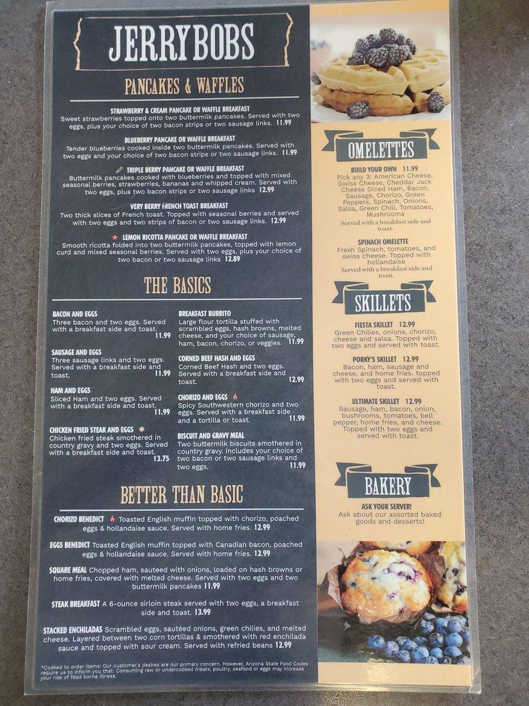 Menu at JerryBobs Restaurant, Green Valley