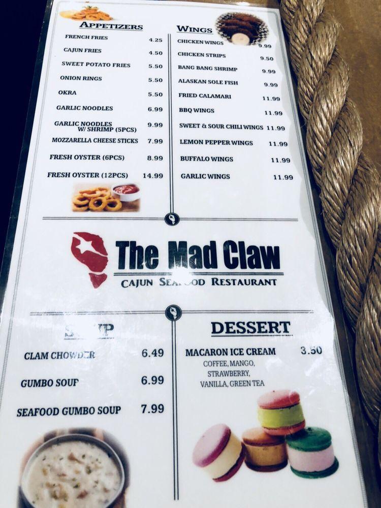 Menu at The Mad Claw restaurant, Rancho Cucamonga