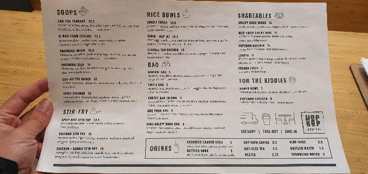 Menu at Hop Bop Noodle Shop restaurant, Newmarket