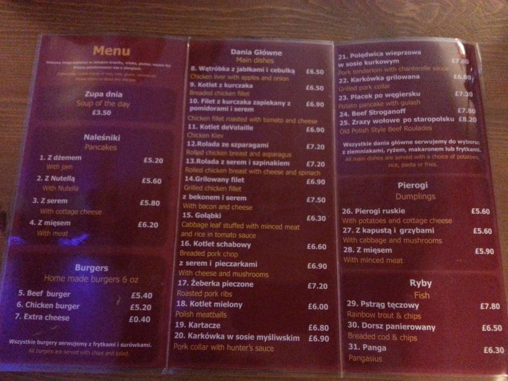 Menu at Light Bite restaurant, London