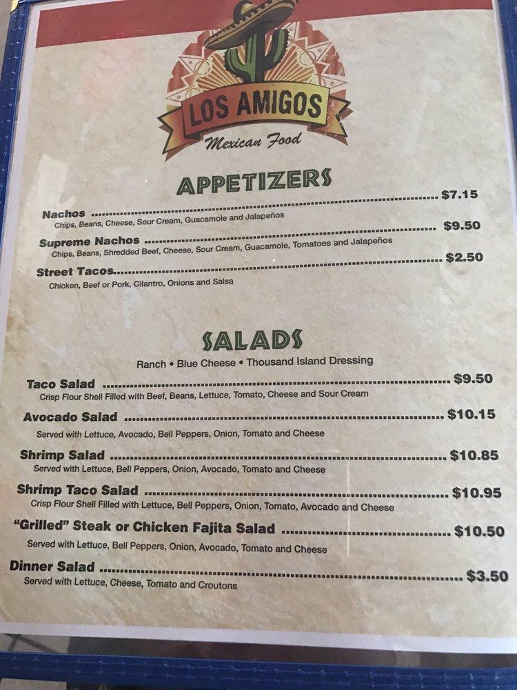 Menu at Los Amigos Méxican Food restaurant, Shingle Springs