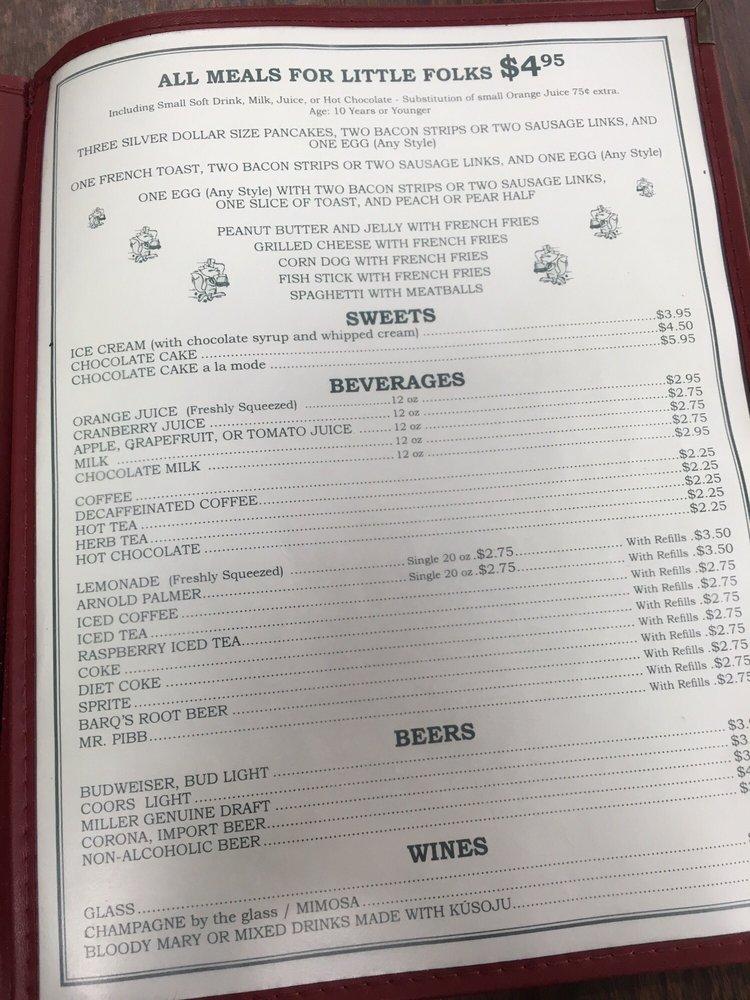 Menu at Snooty Fox restaurant, Laguna Hills