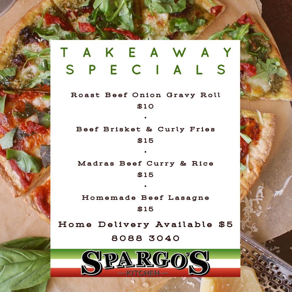 Menu at Spargos Kitchen restaurant, Broken Hill