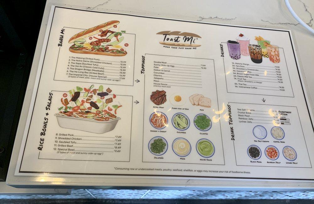 Menu at Toast Mi Tacoma restaurant, Tacoma