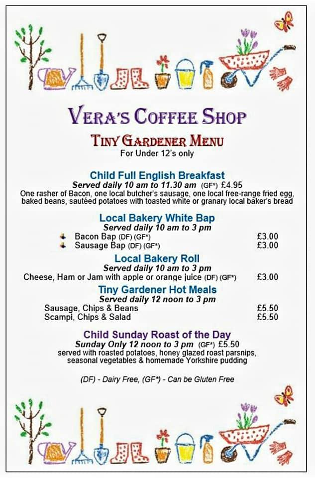 Menu at Vera's Coffee Shop restaurant, Stalham, Wayford Nurseries
