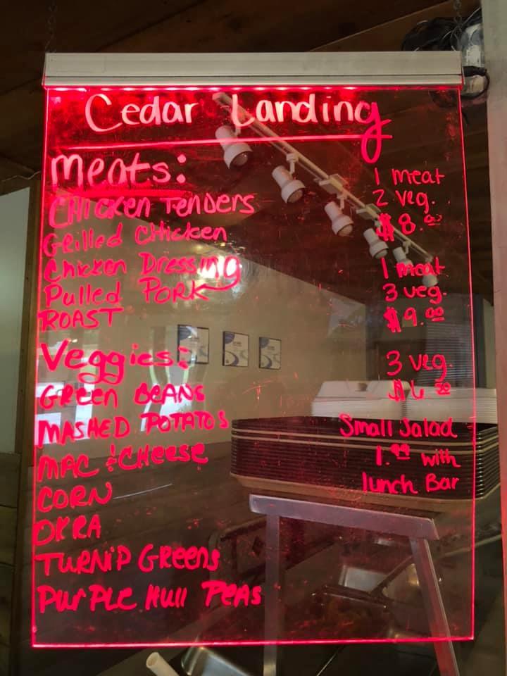 Menu at Cedar Landing restaurant, Winfield