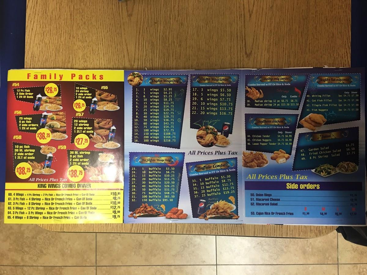 Menu at King Wings restaurant, East Orange, 155 Sanford St